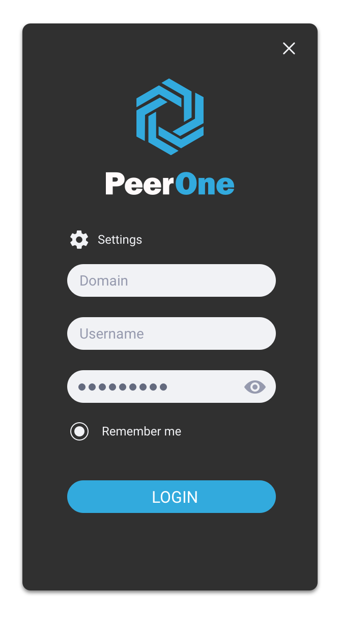 Login screen on Desktop – PeerOne