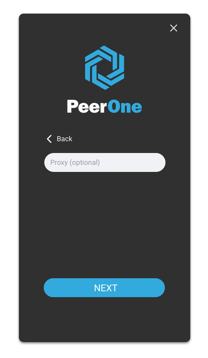 Login screen on Desktop – PeerOne